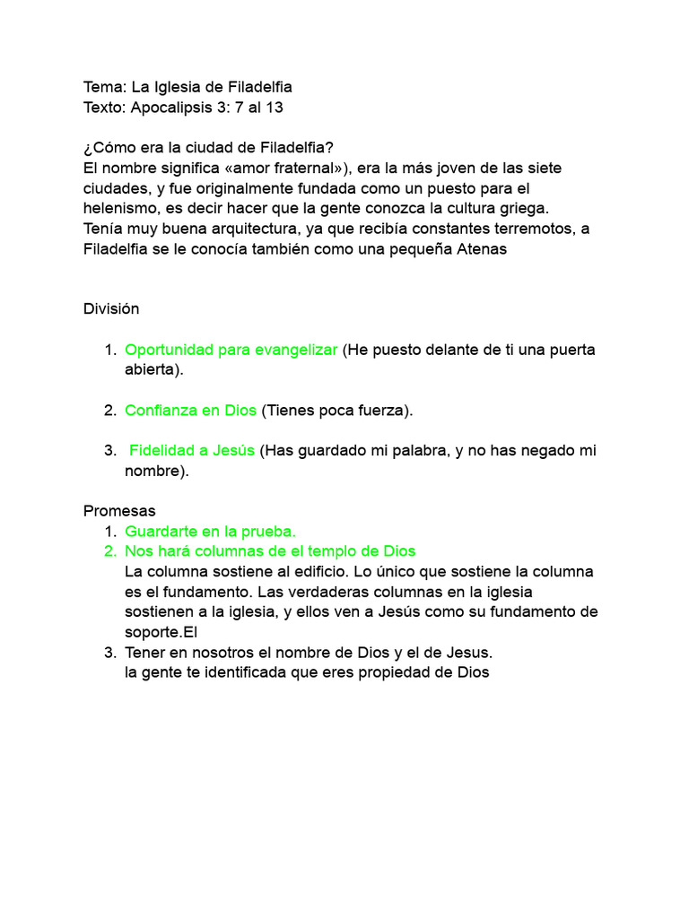 La Iglesia de Filadelfia | PDF