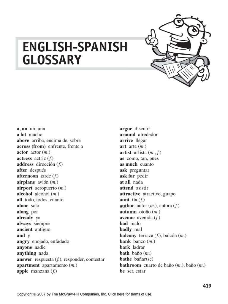 Vocabulario Español - Inglés | PDF