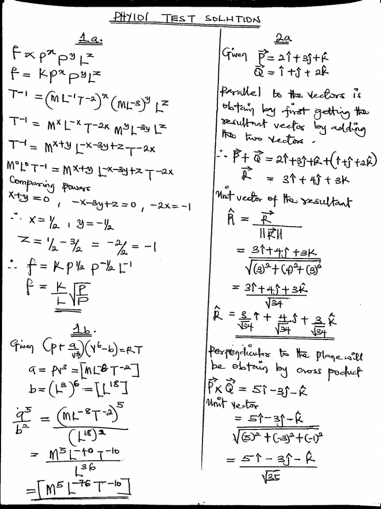 Sir Unit Phy101 Test Solution | PDF