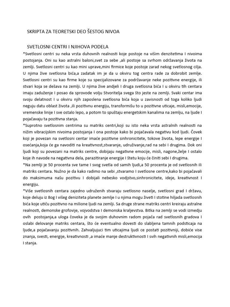 Teoretski Deo Šesti Nivo | PDF