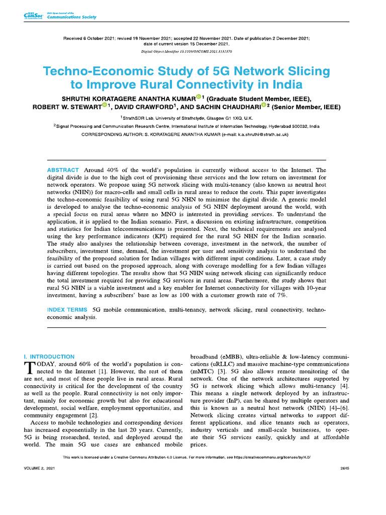 Techno-Economic Study of 5G Network Slicing To Improve Rural ...