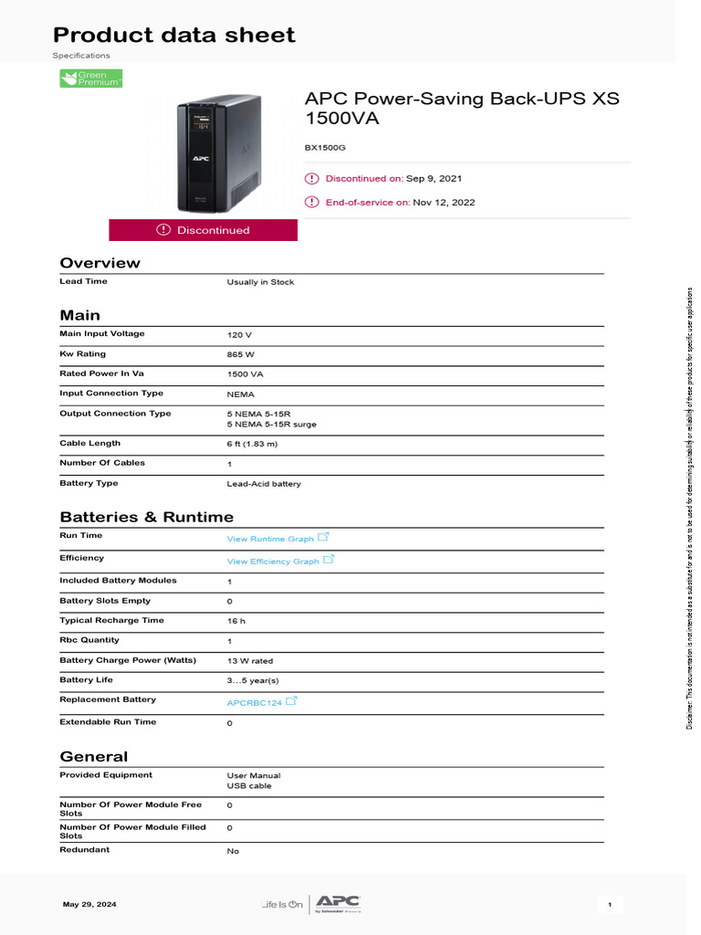 APC BackUPS-Pro BX1500G | PDF | Mains Electricity | Electrical Engineering