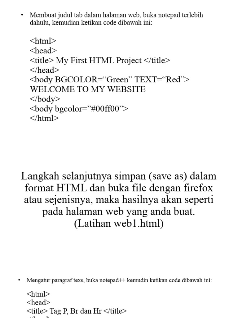 Membuat Judul Tab Dalam Halaman Web, Buka | PDF