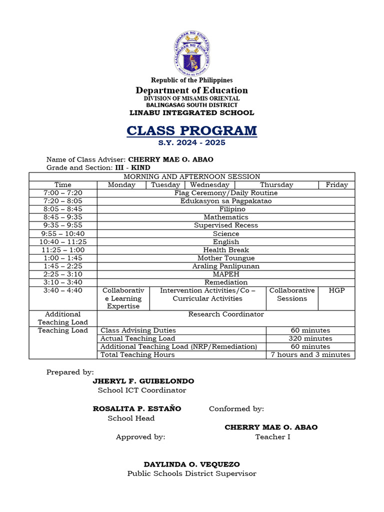 Grade 3 cLASS PROGRAM | PDF | Wellness