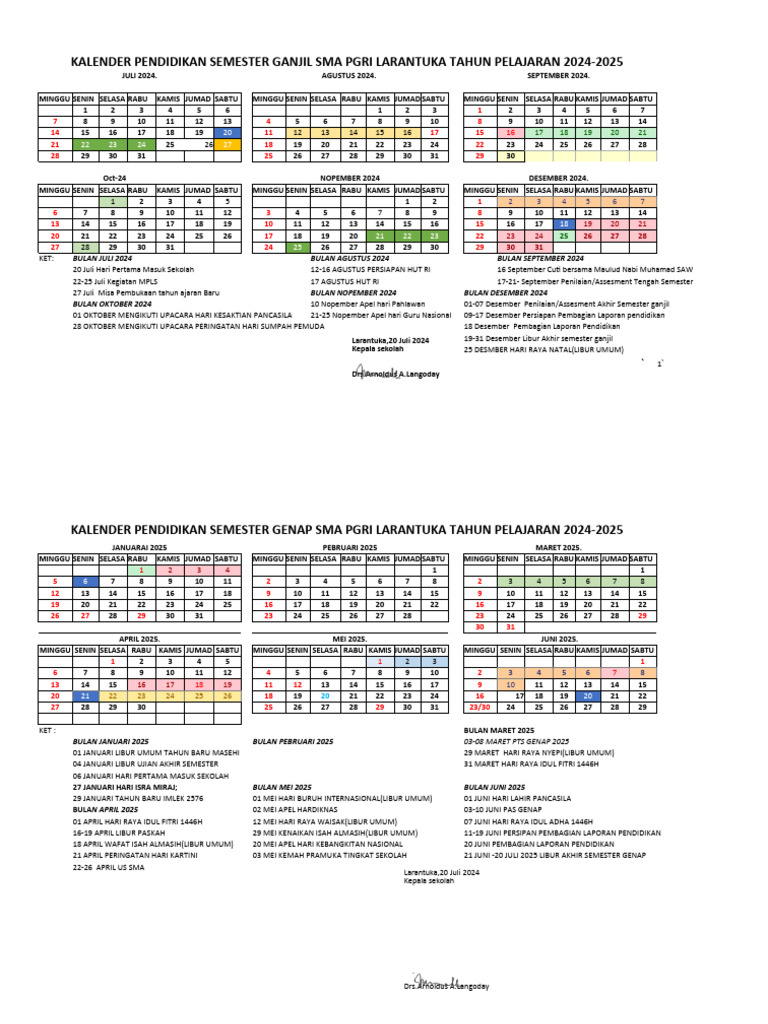 Kalender Pendidikan 2024-2025 | PDF