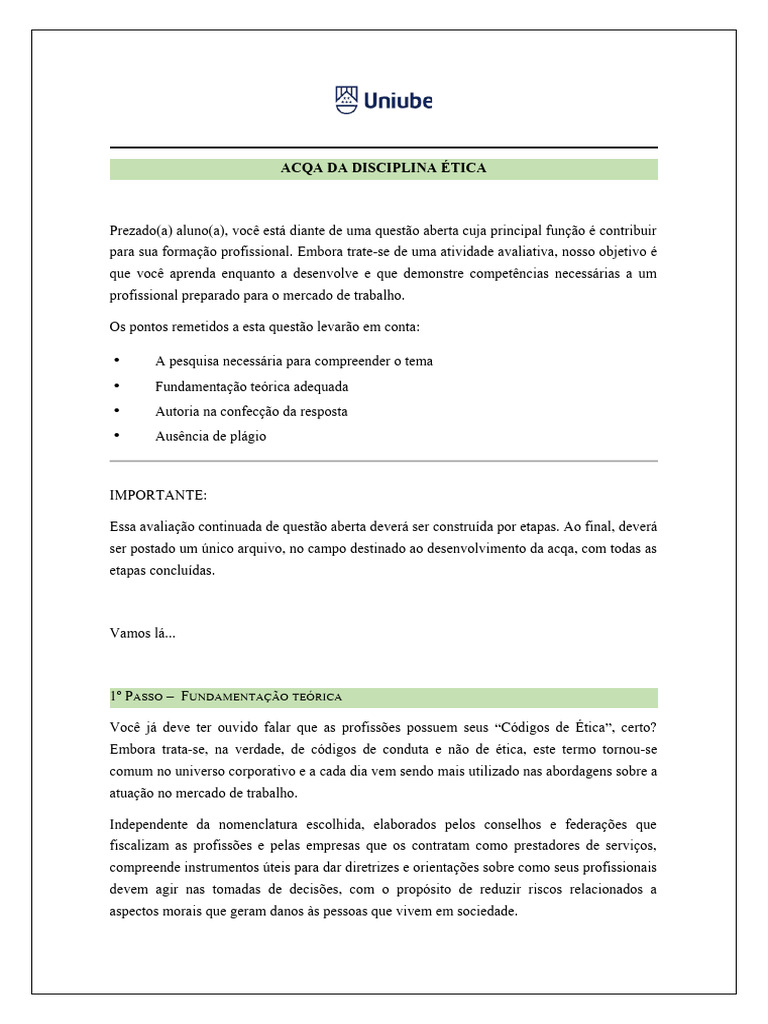 Acqa Da Disciplina Tica | PDF | Gestão de recursos humanos | Moralidade