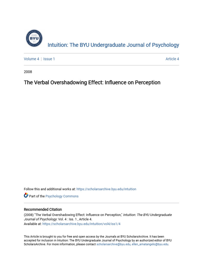 Verbal Overshadowing Effect | PDF | Experiment | Perception