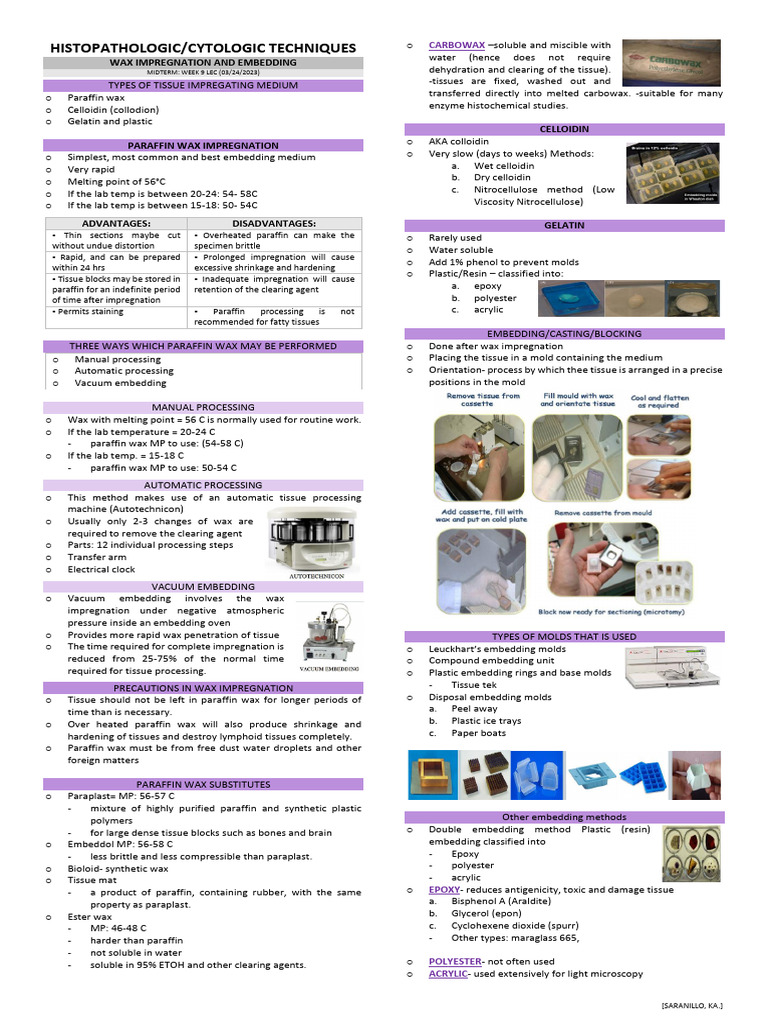 Wax Embedding Techniques in Histopathology | PDF | Wax | Epoxy
