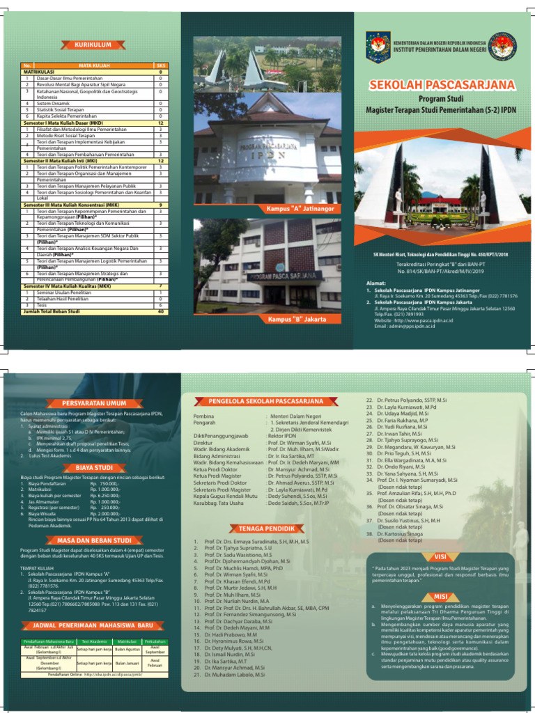 Brosur Program Studi Magister Sekolah Pascasarja Ipdn | PDF