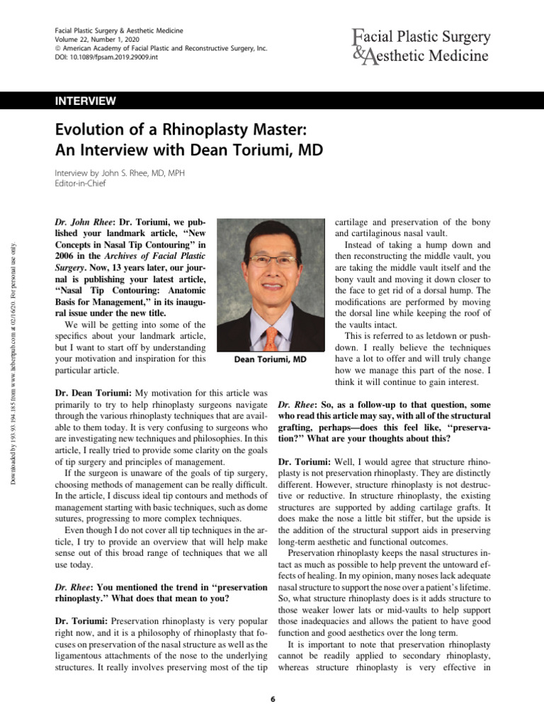 Toriumi Interview Advice | PDF | Human Nose | Surgery
