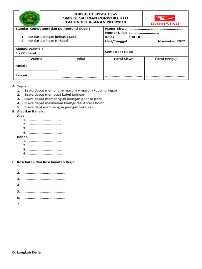 JOBSHEET Teknologi WAN XI TKJ | PDF