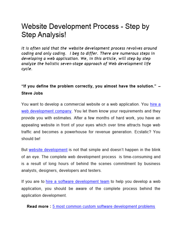 Website Development Process | PDF | Web Development | Software Testing