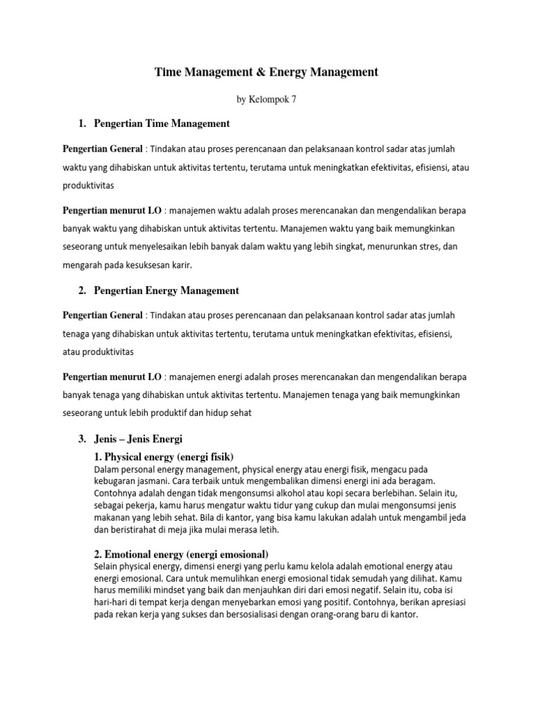 Draft Time & Energy Management | PDF