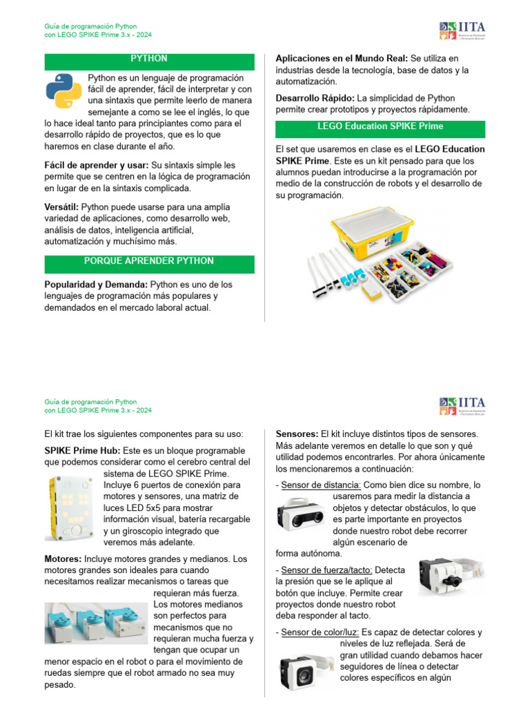 Guía Lego Spike 3.x Con Python | PDF | Python (lenguaje de programación ...