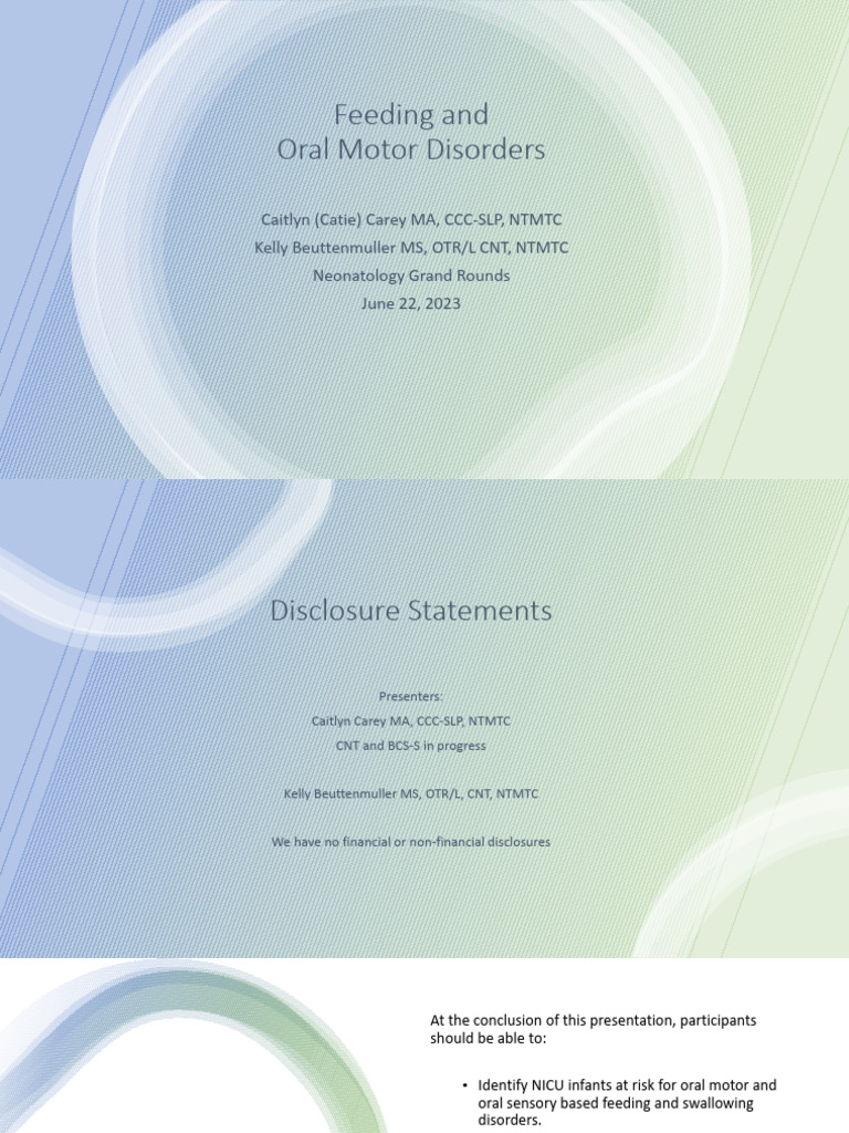 Feeding and Oral Motor Disorders Final | PDF | Preterm Birth | Clinical ...