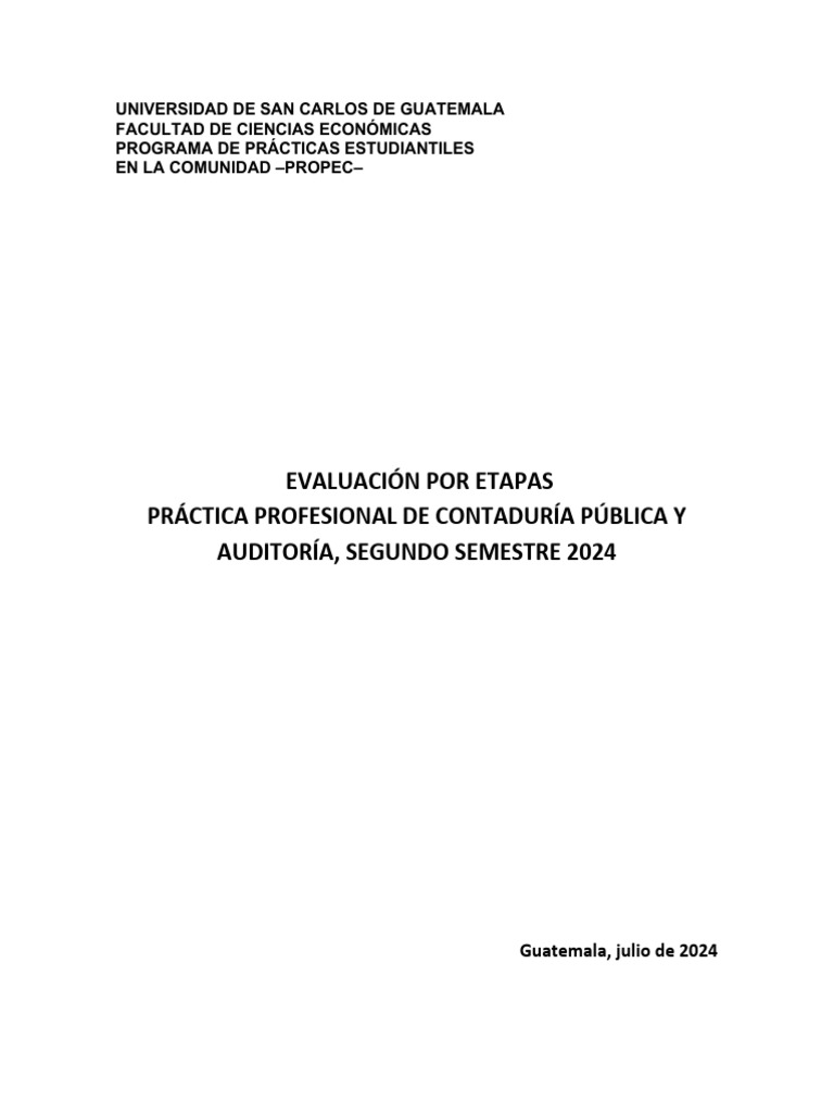 Evaluacio-N Por Etapas Propec Pra-Ctica Profesional 2024 | PDF ...