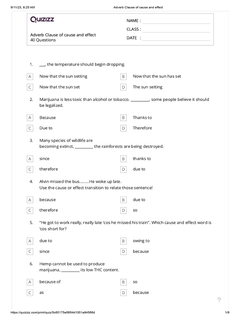 Adverb Clause of Cause and Effect | PDF | Cannabis (Drug)