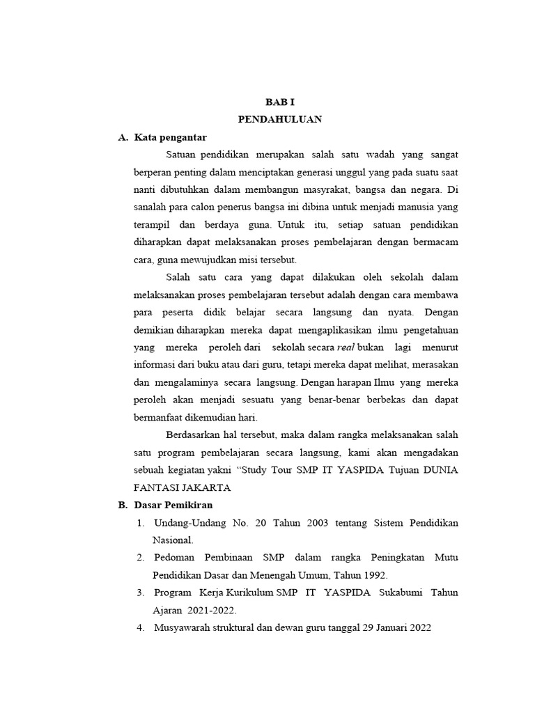 Proposal Study Tour | PDF