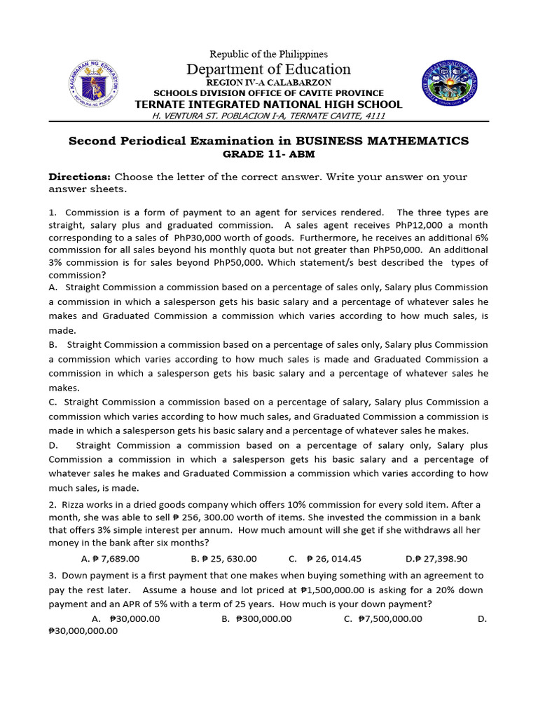 2nd - Quarter Business Math | PDF | Employment | Salary