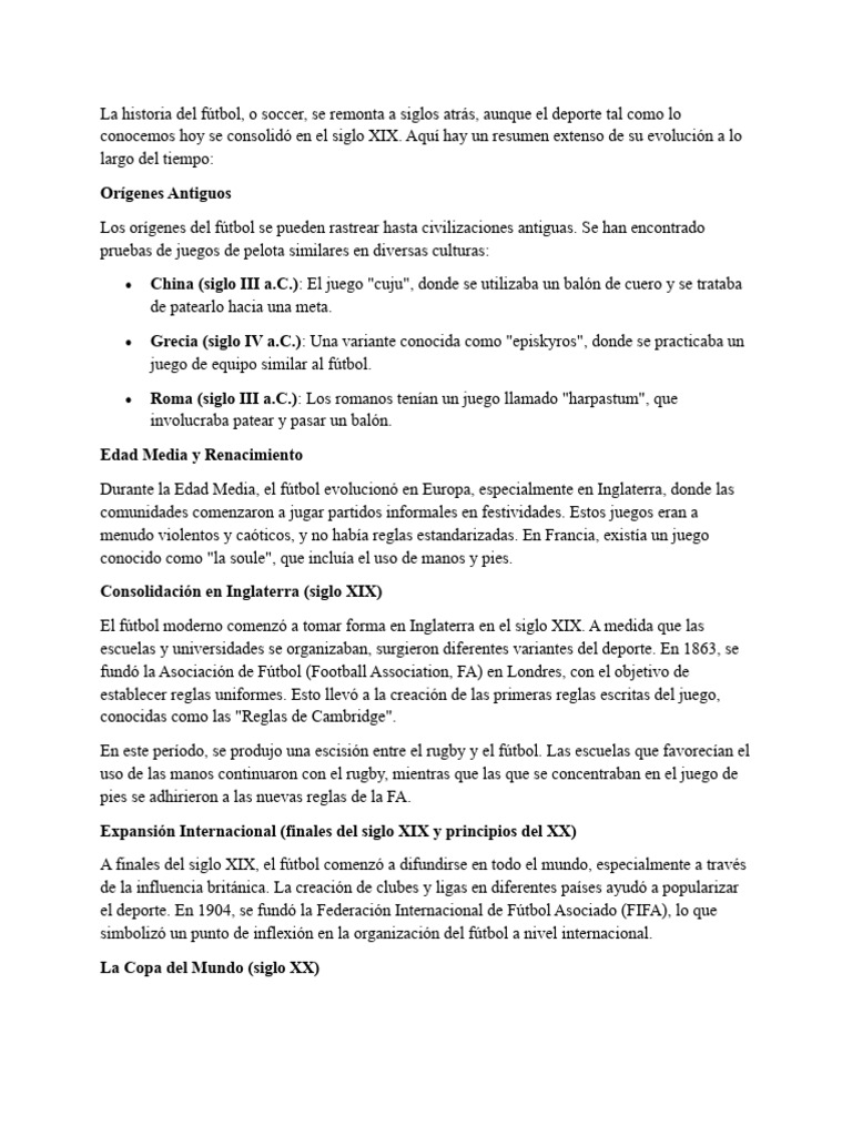 Evolución del fútbol a través de la historia | PDF | Asociación de ...