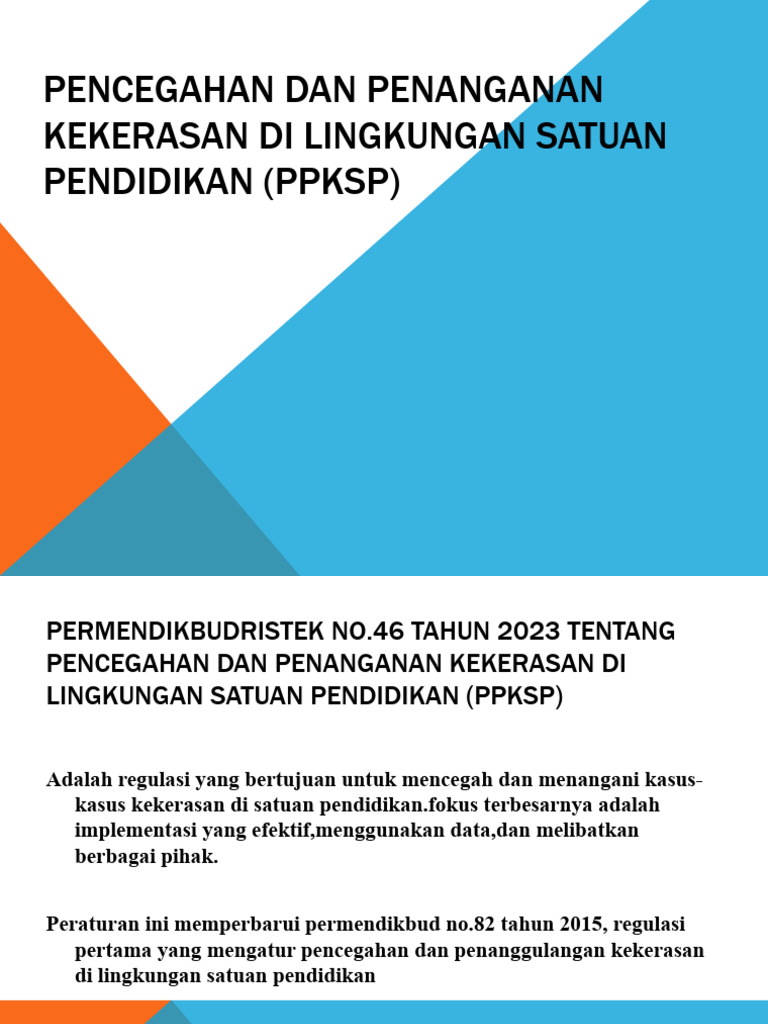 Pencegahan Dan Penanganan Kekerasan Di Lingkungan Satuan Pendidikan (PPKSP) | PDF