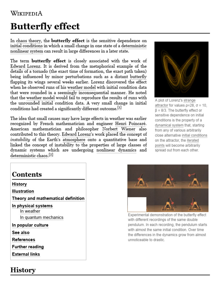 Butterfly Effect - Wikipedia | PDF | Applied Mathematics | Theoretical ...