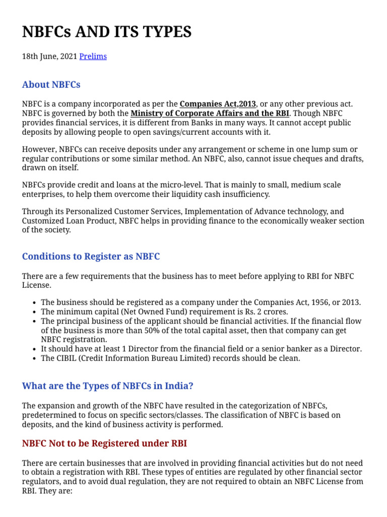 NBFC | PDF | Non Bank Financial Institution | Loans