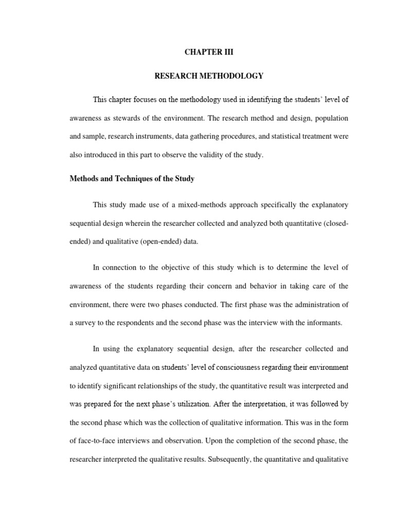 Chapter Iii | PDF | Methodology | Survey Methodology
