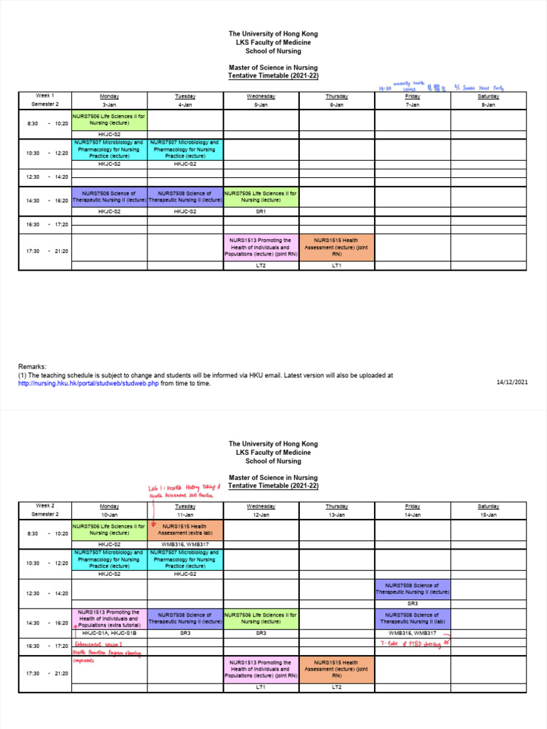MSC (Nurs) - Student Timetable 2021-22s2 - 211214 - withMarginNotes ...