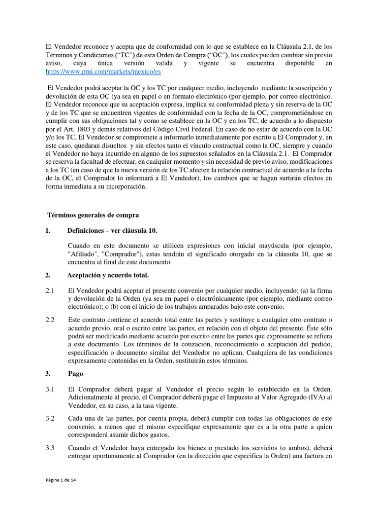 México Términos y Condiciones Generales de Compra (Es) | PDF | Patentar | Propiedad intelectual