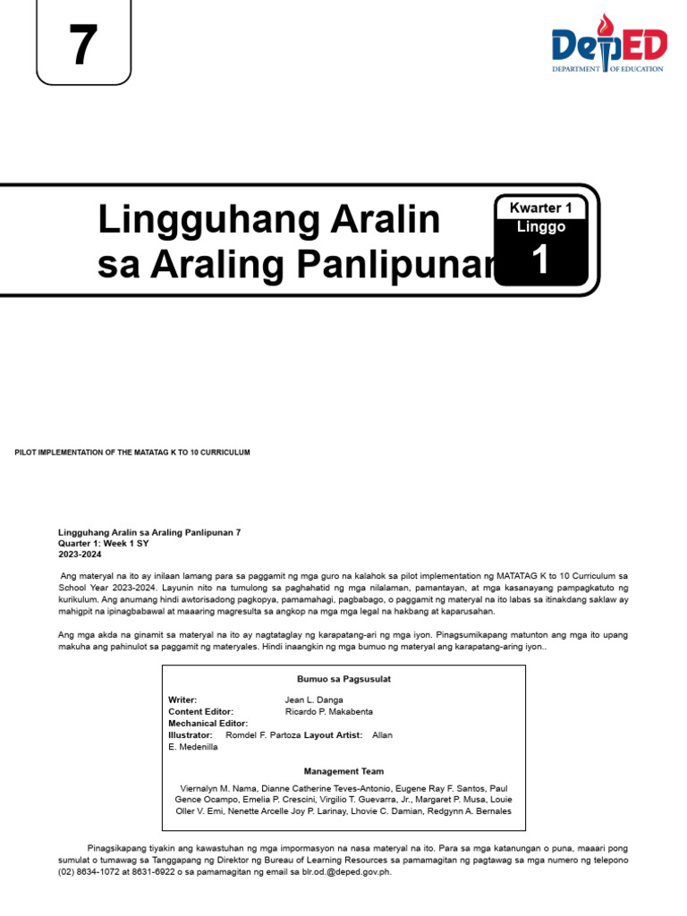 LE - AP 7 - Q1 - Week1 - v2 | PDF