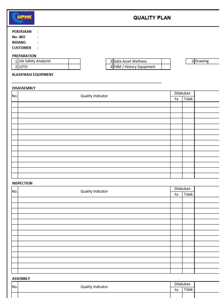 Form Quality Plan | PDF