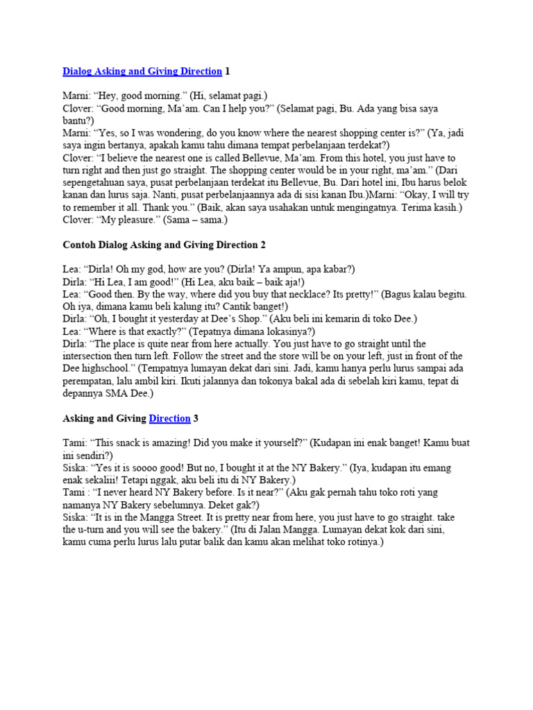 Dialog Asking and Giving Direction 1 | PDF | Griya & Taman