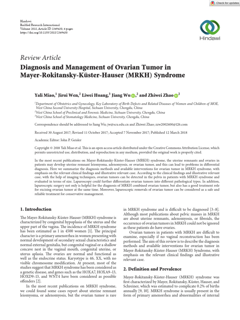 BioMed Research International - 2018 - Miao - Diagnosis and Management ...