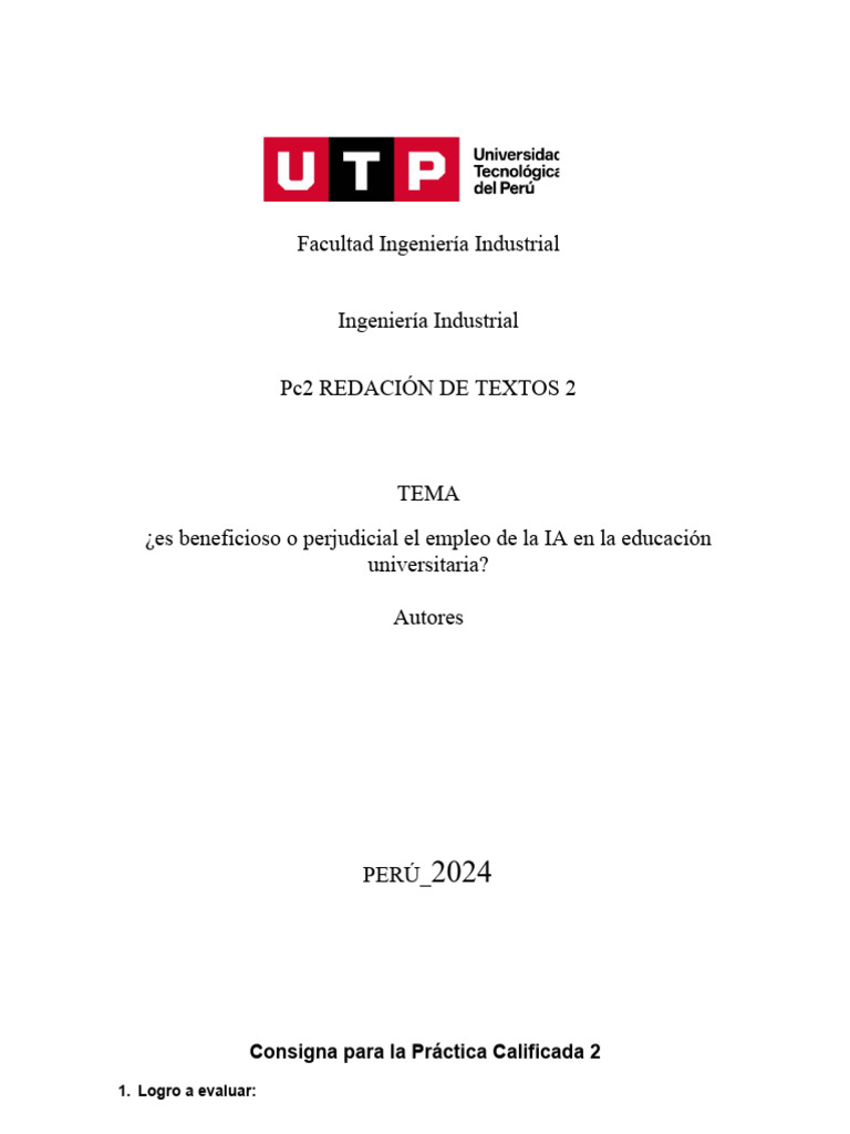 Semana 16 - Tema 01 - Comprensión y Redacción de Textos II - Práctica Calificada 2 Pc2. | PDF ...
