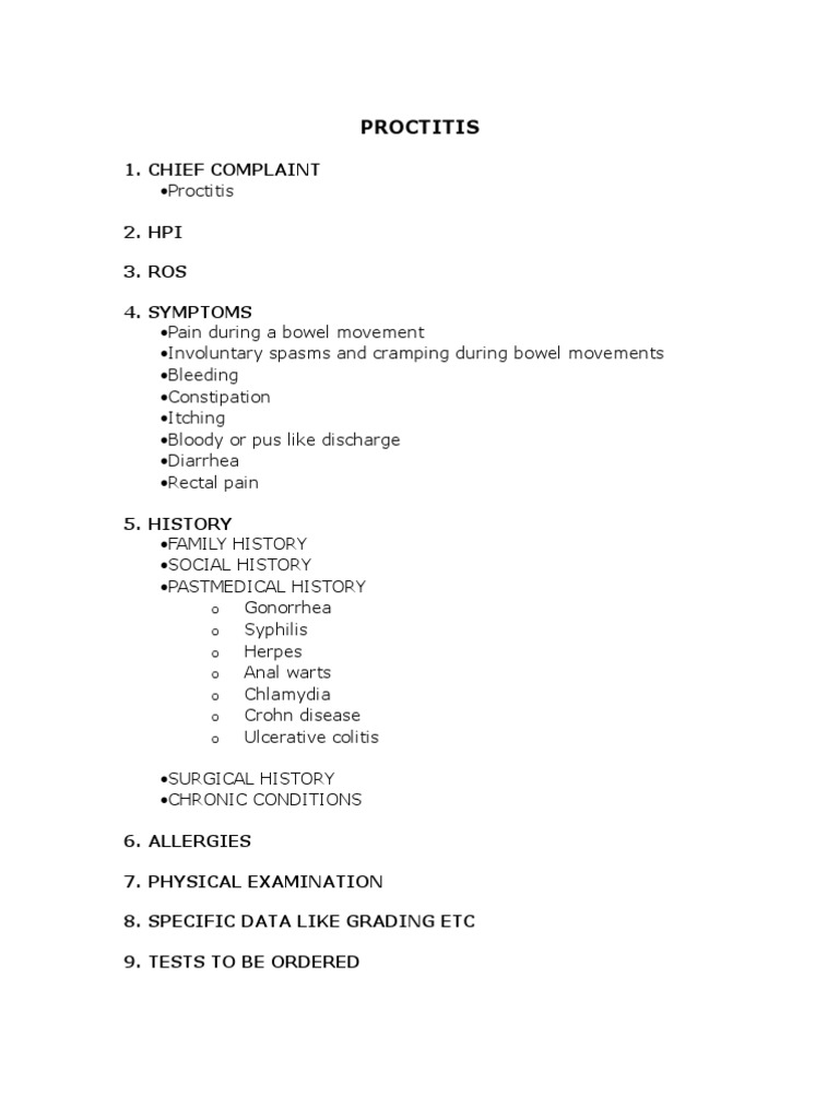 Proctitis Symptoms and Treatment Guide | PDF