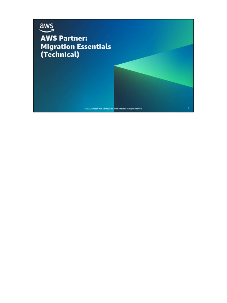 Migration Essentials Student Guide v1 | PDF | Cloud Computing | Amazon Web Services