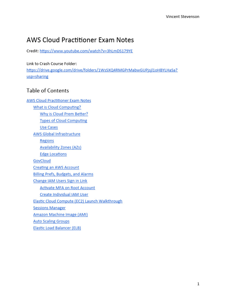 Aws Cloud Practitioner Exam Notes Pdf Cloud Computing Amazon Web