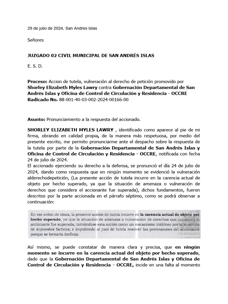 Memorial Myles Lawry, Shorley Elizabeth | PDF | Correo | Justicia