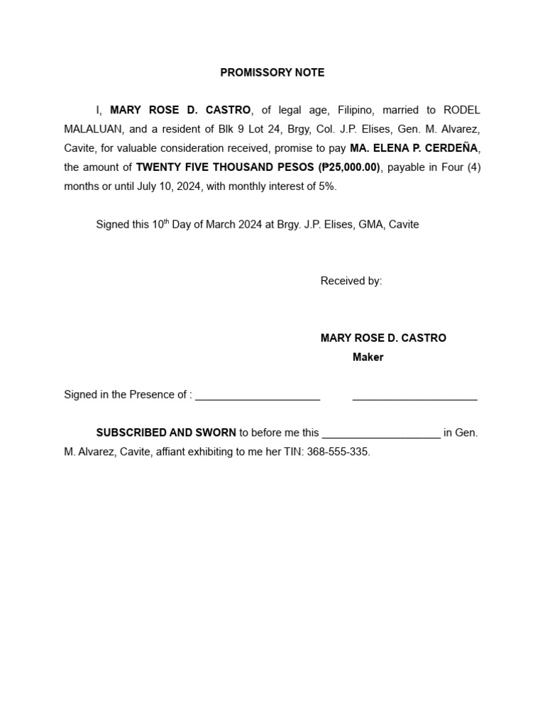 Promissory Note | PDF
