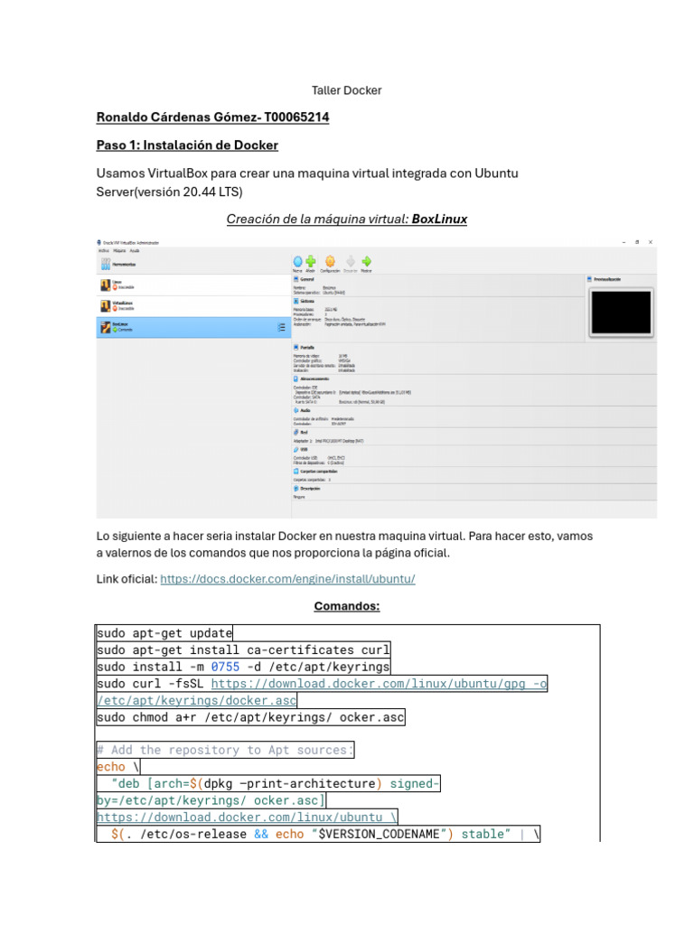 Taller Docker | PDF | Tecnología de sistema operativo | Ingeniería de software