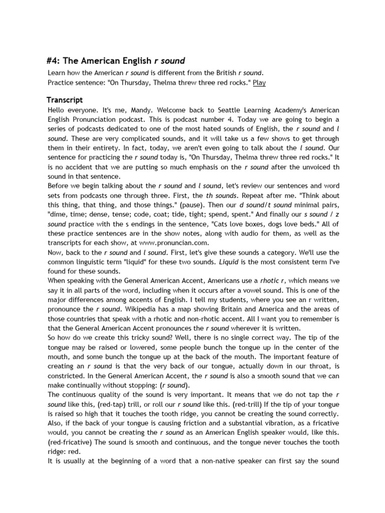 #4 - The American English R Sound | PDF | Linguistics | Phonetics