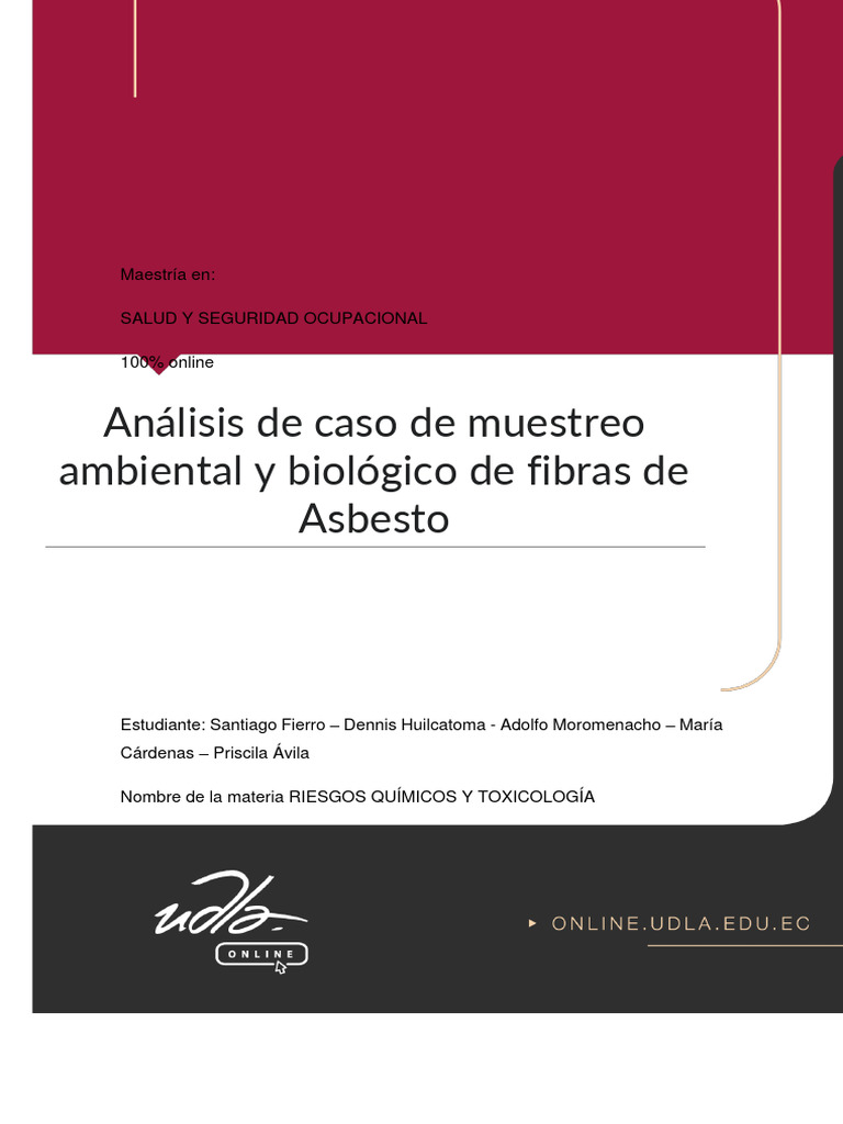 Análisis de Caso de Muestreo Ambiental y Biológico de Fibras de Asbesto | PDF | Amianto ...