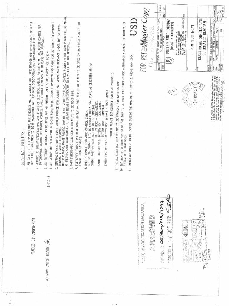 1200hp Tug Boat-Electric Single Line Schematic Diagram (KN2050) - US254 ...