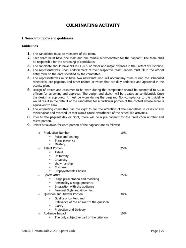 Intrams 2023 Culminating Activities Mechanics Updated 3.2.2023 | PDF ...
