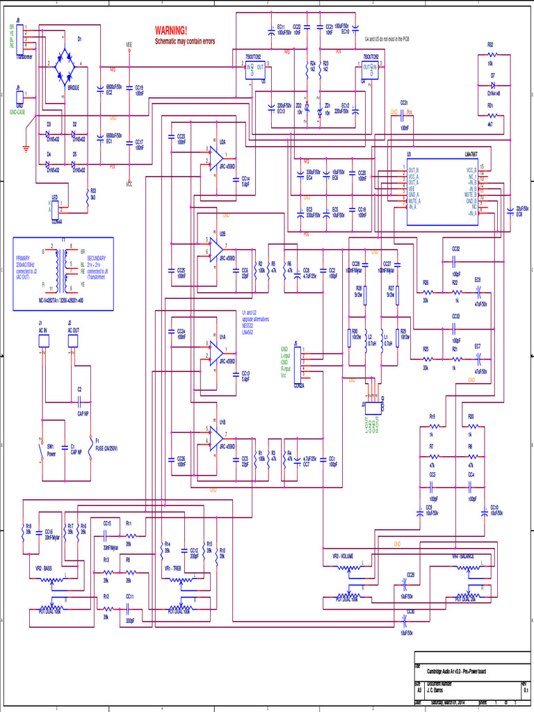 Cambridge Audio A1 v3.0 Schematic | PDF