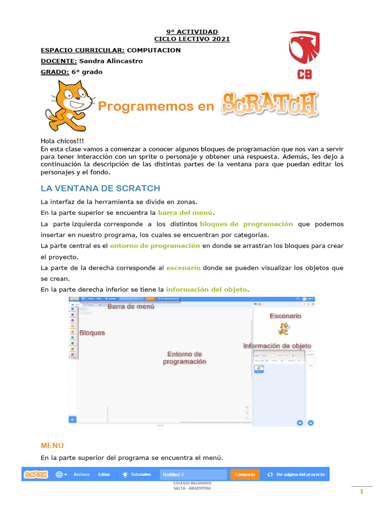Introducción a Scratch para 6° Grado | PDF | Scratch (lenguaje de programación) | Informática