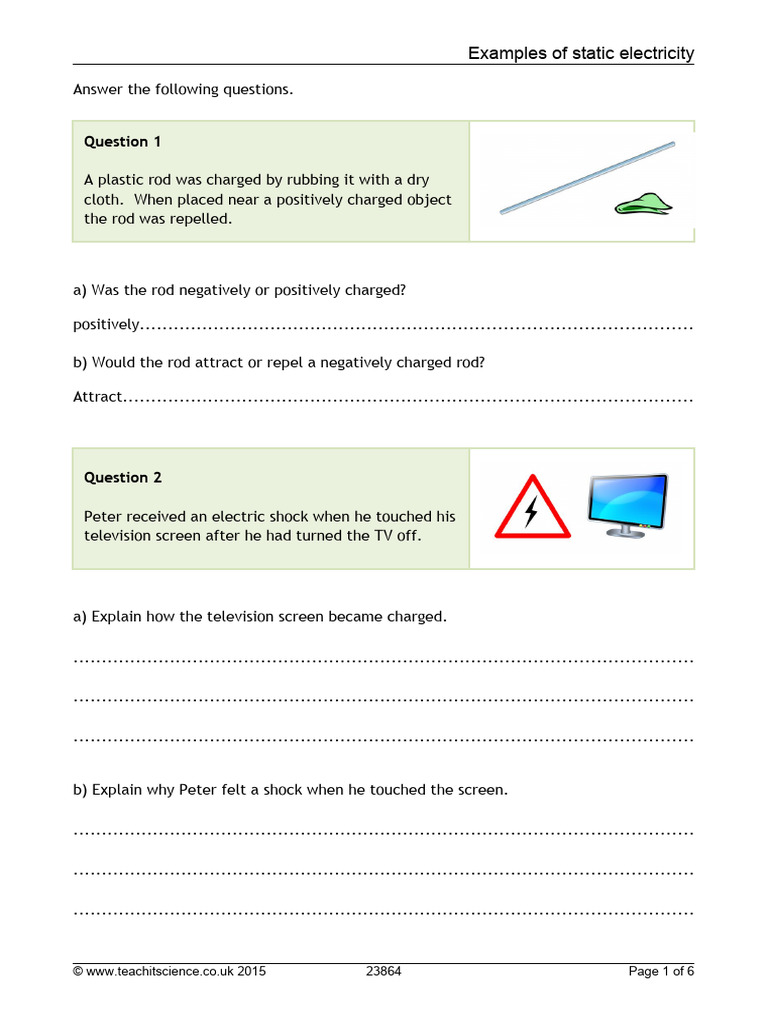 1.examples of Static Electricity | PDF | Electric Charge | Electricity