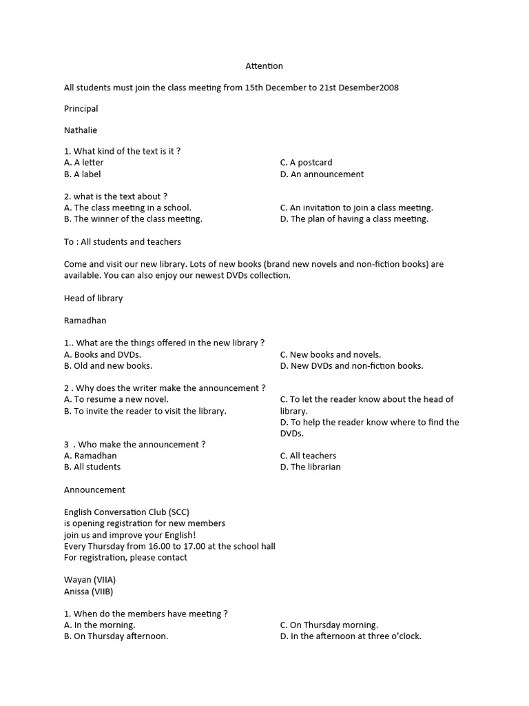 Formatif Test Announcement | PDF | Language Arts & Discipline | Art