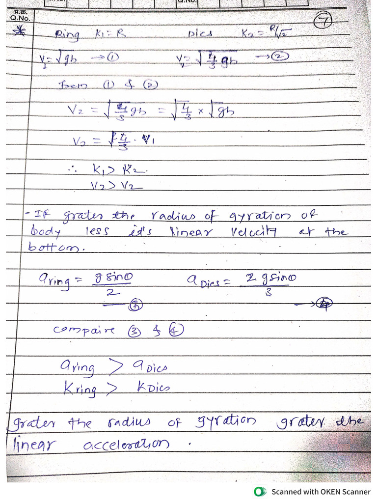 Rolling Motion in Inclined Plane - 7 | PDF